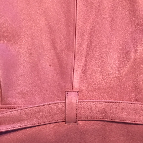Marcia | Jackets & Coats | Euc Marcia Pink Leather Zipper Belted Jacket ...